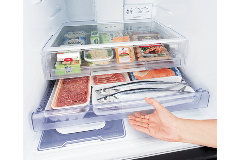 450L 3 Door Bottom Mount Fridge in Glacier White